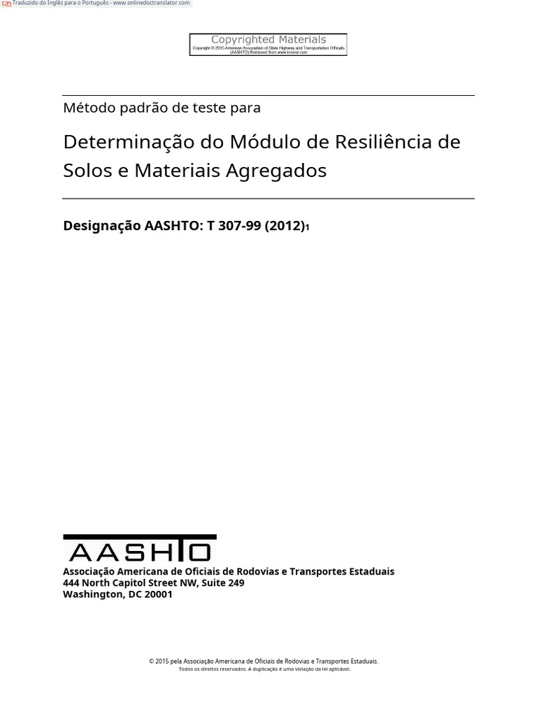 Aashto T-307-99 (2012) | PDF | Estresse (Mecânica) | Solo