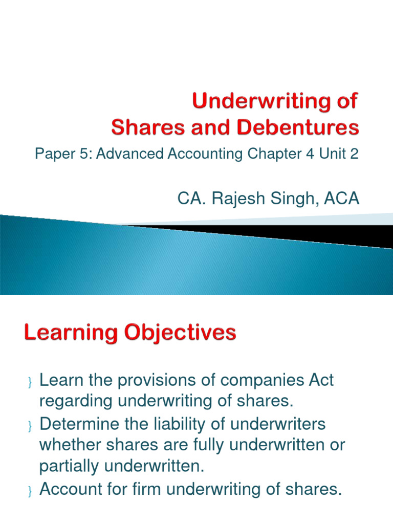 Underwriting of Shares and Debentures | PDF | Underwriting | Equity ...