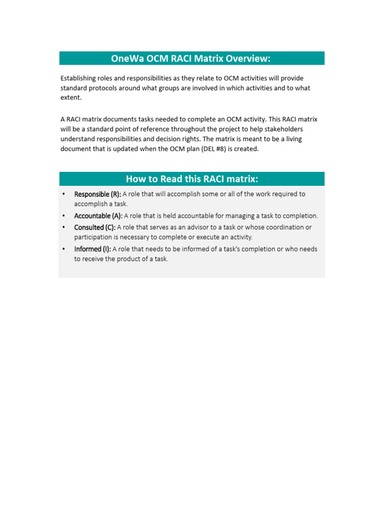 OCM Framework RACI | PDF | Business