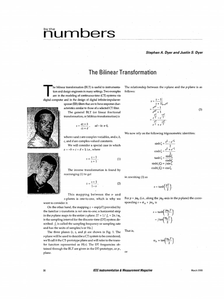 The Bilinear Transformation Pdf Algorithms Electrical Engineering