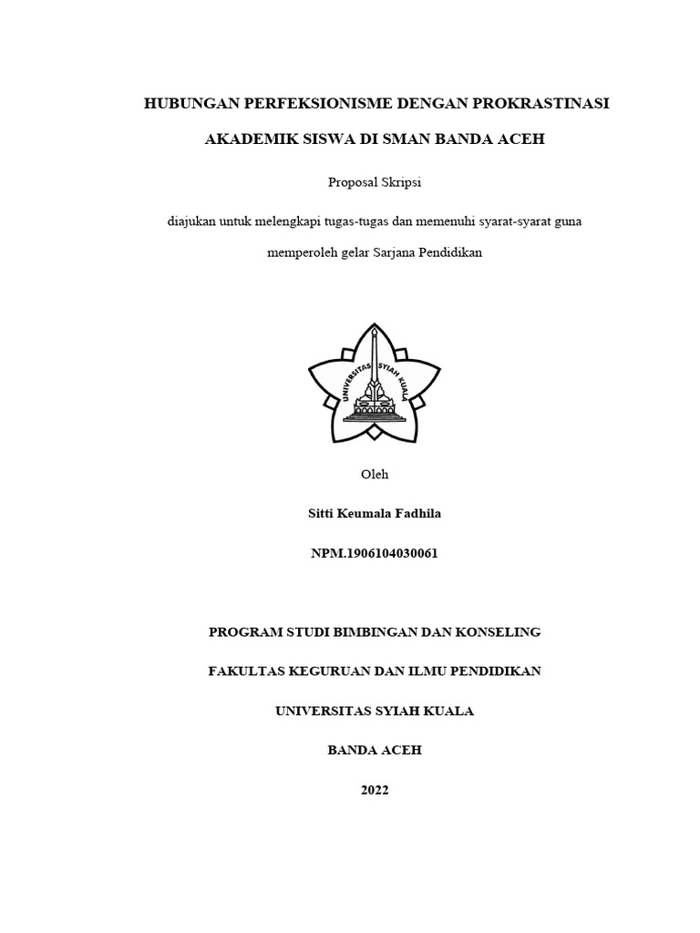 Hubungan Perfeksionisme Dengan Prokrastinasi Akademik Pada Siswa ...