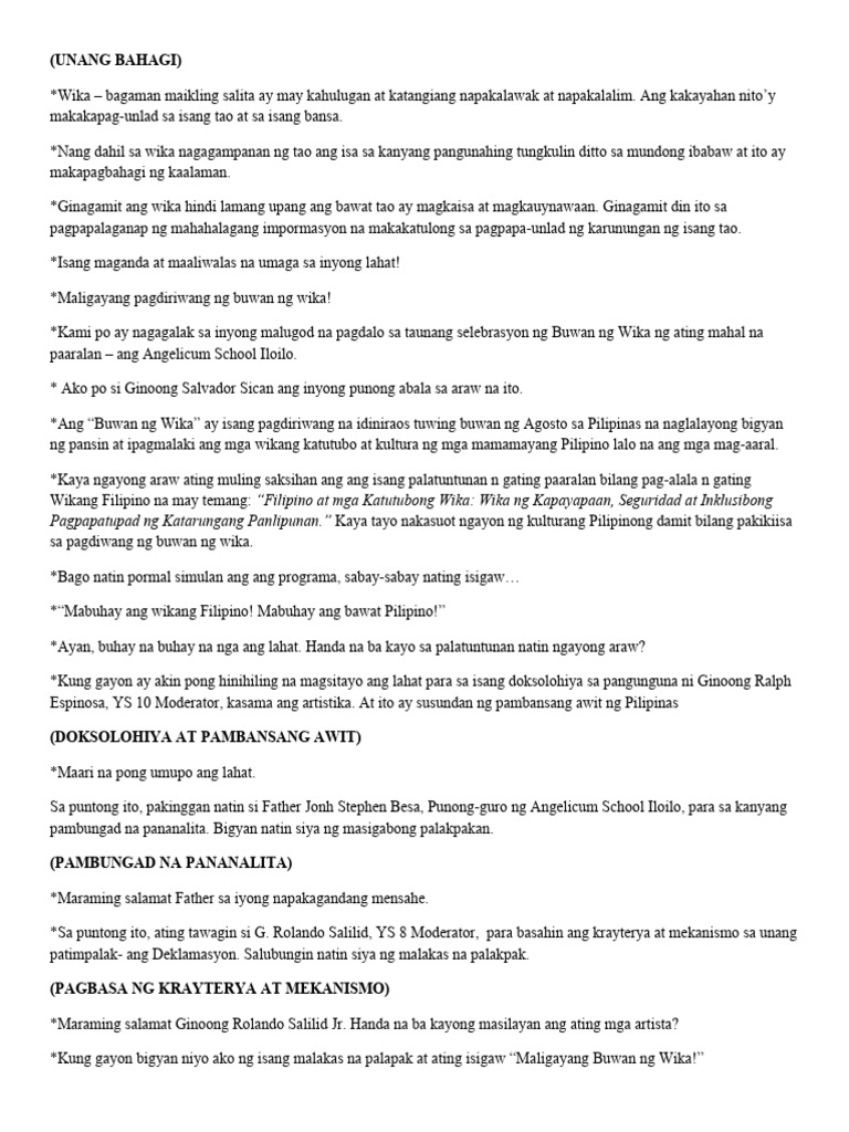 Buwan NG Wika Script | PDF