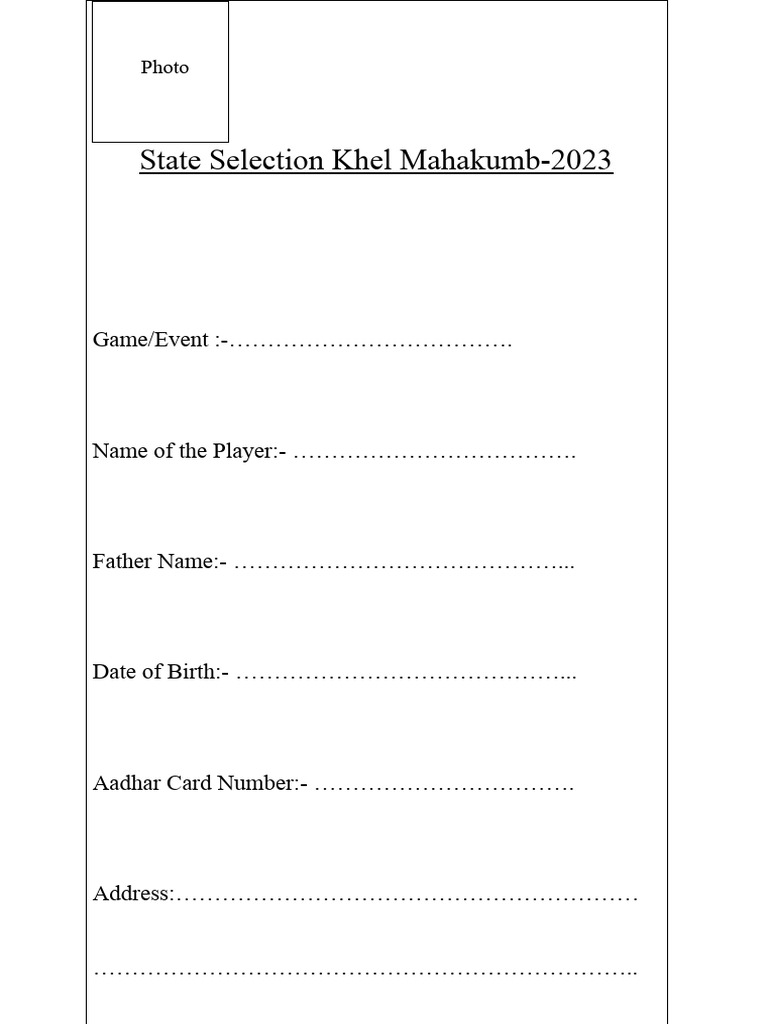 Applicant Form Khel Mahakumb | PDF