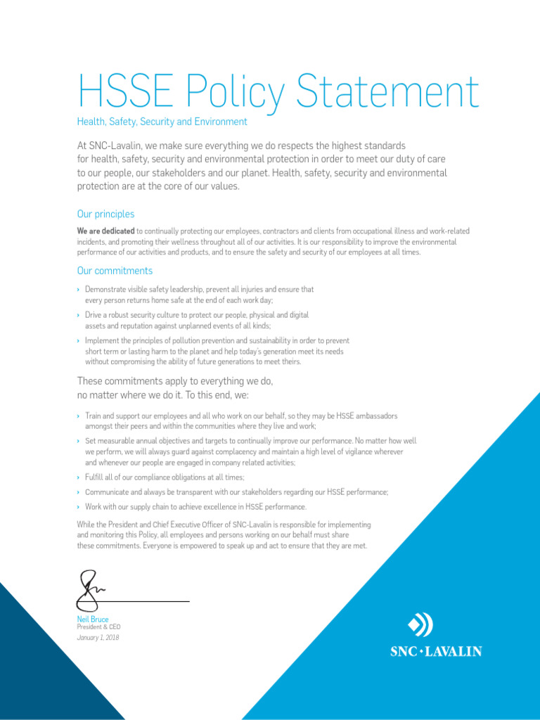 Hsse Policy Statement - en | PDF | Career & Growth | Business