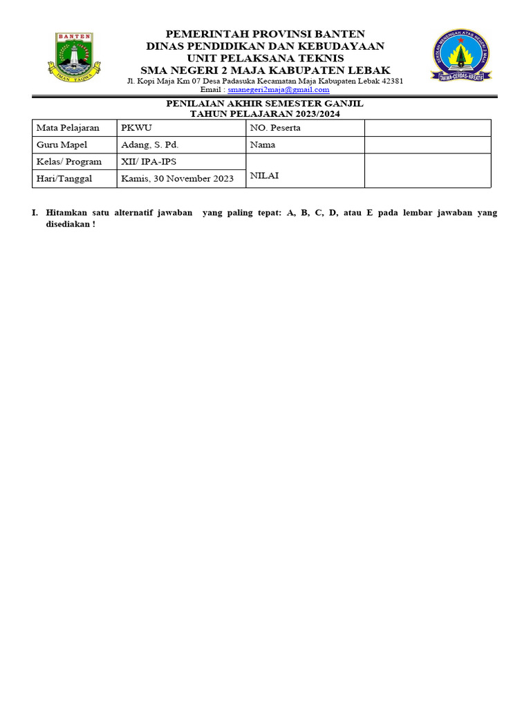 Pkwu 12 Semester 1 | PDF