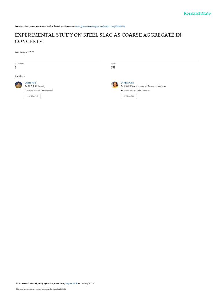 Experimental Study On Steel Slag As Coarse Aggregate in Concrete | PDF ...