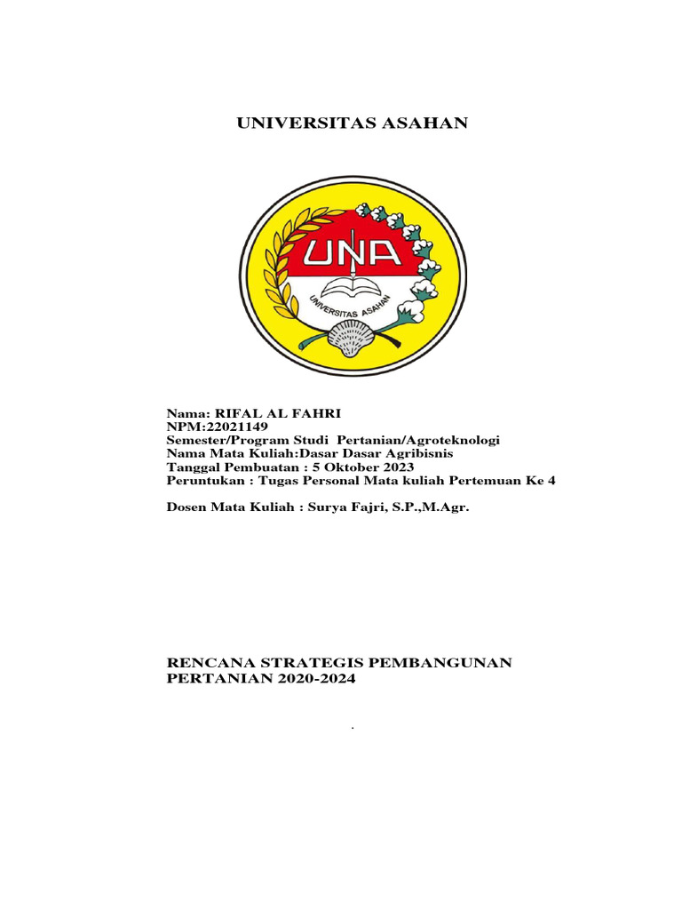 Tugas Dasar Dasar Agribisnis - RIFAL AL FAHRI | PDF | Ilmu Sosial