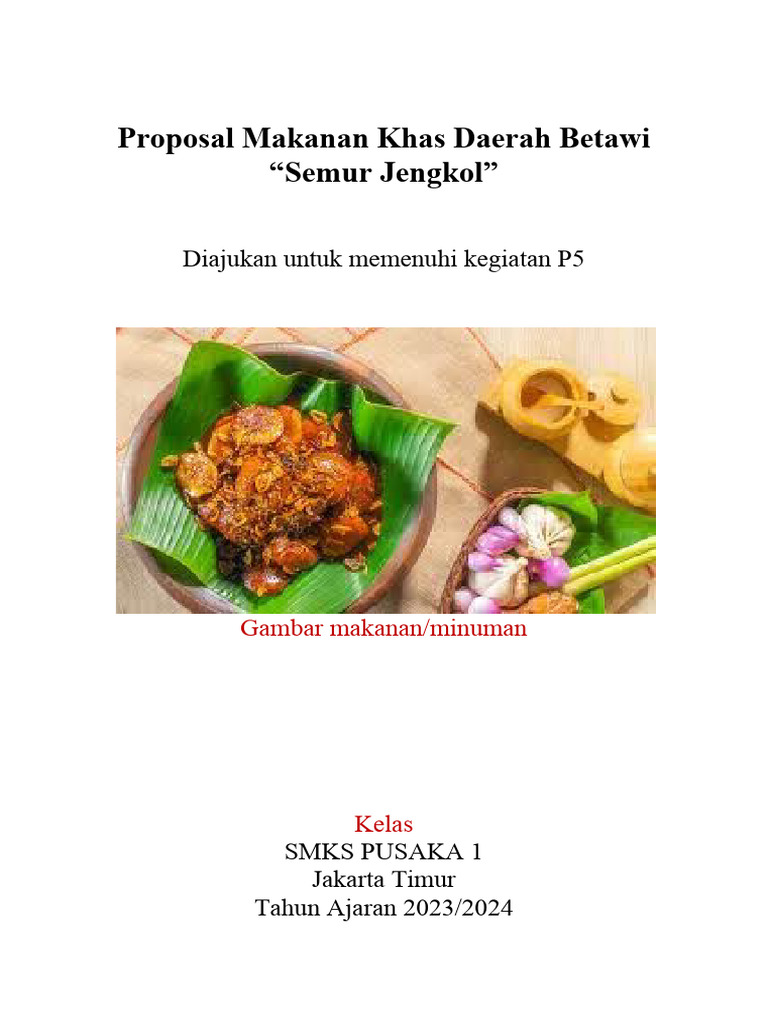 Proposal Makanan Khas Daerah Betawi | PDF Proposal Makanan Khas Daerah Betawi | PDF
