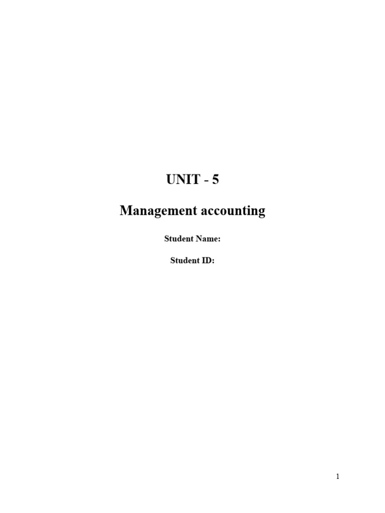 Florin Martunescu Regent College Unit 5 Management Account | PDF | Management Accounting | Cost ...