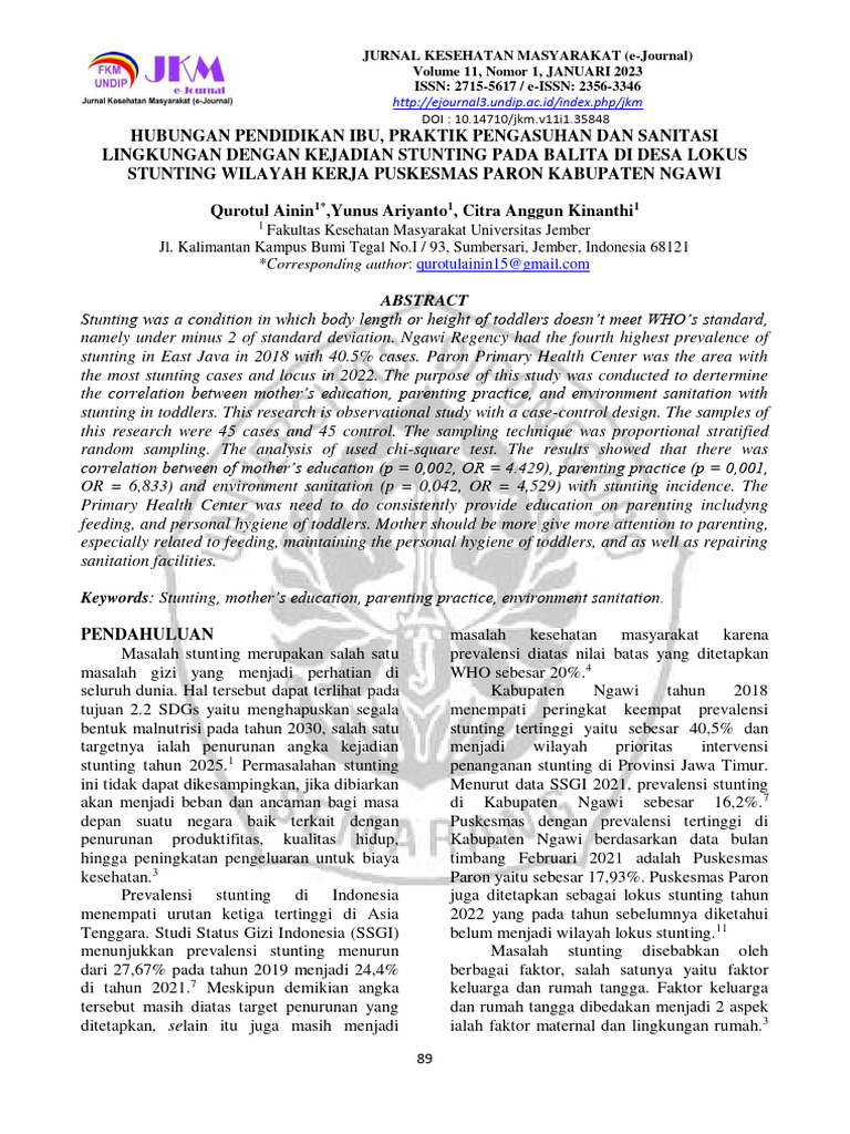 JURNAL 4 Stunting | PDF | Kesehatan Masyarakat