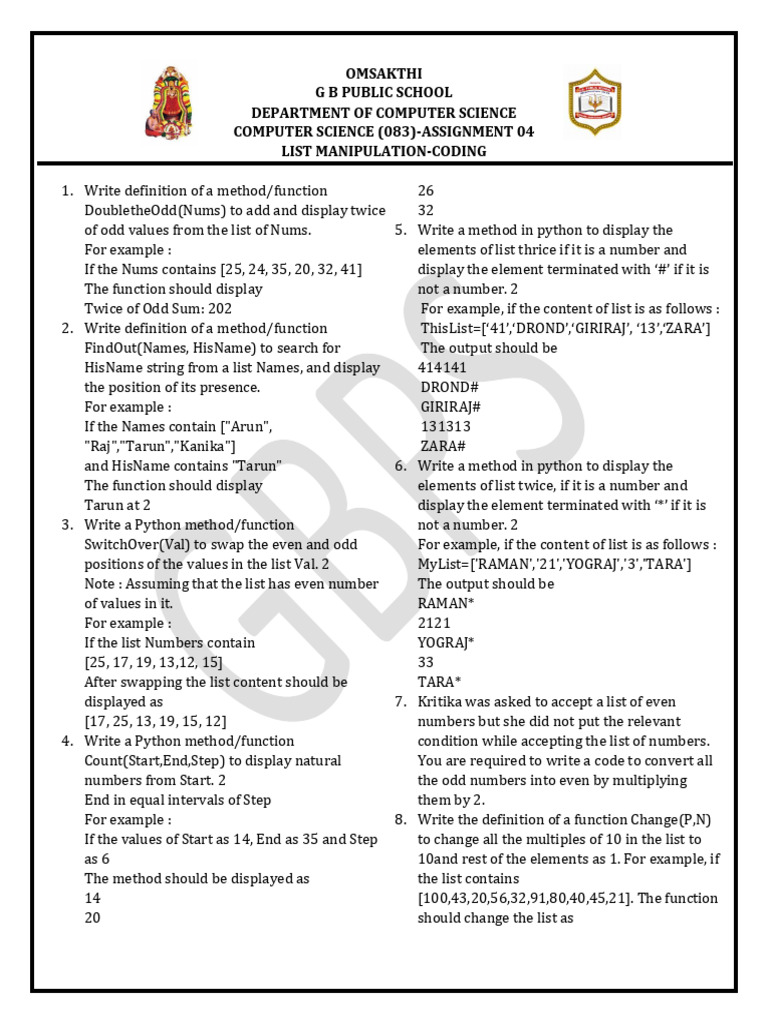 Assignment 4 List | PDF | Function (Mathematics) | Mathematical Logic