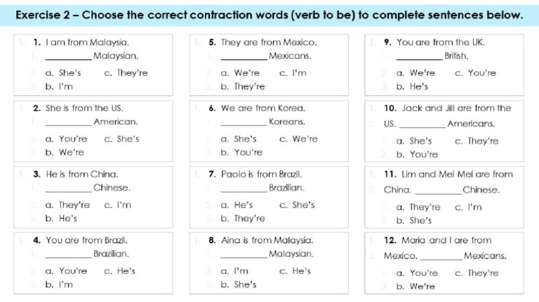 Contractions Year 4 Ma'wa (Tuesday, 44) | PDF