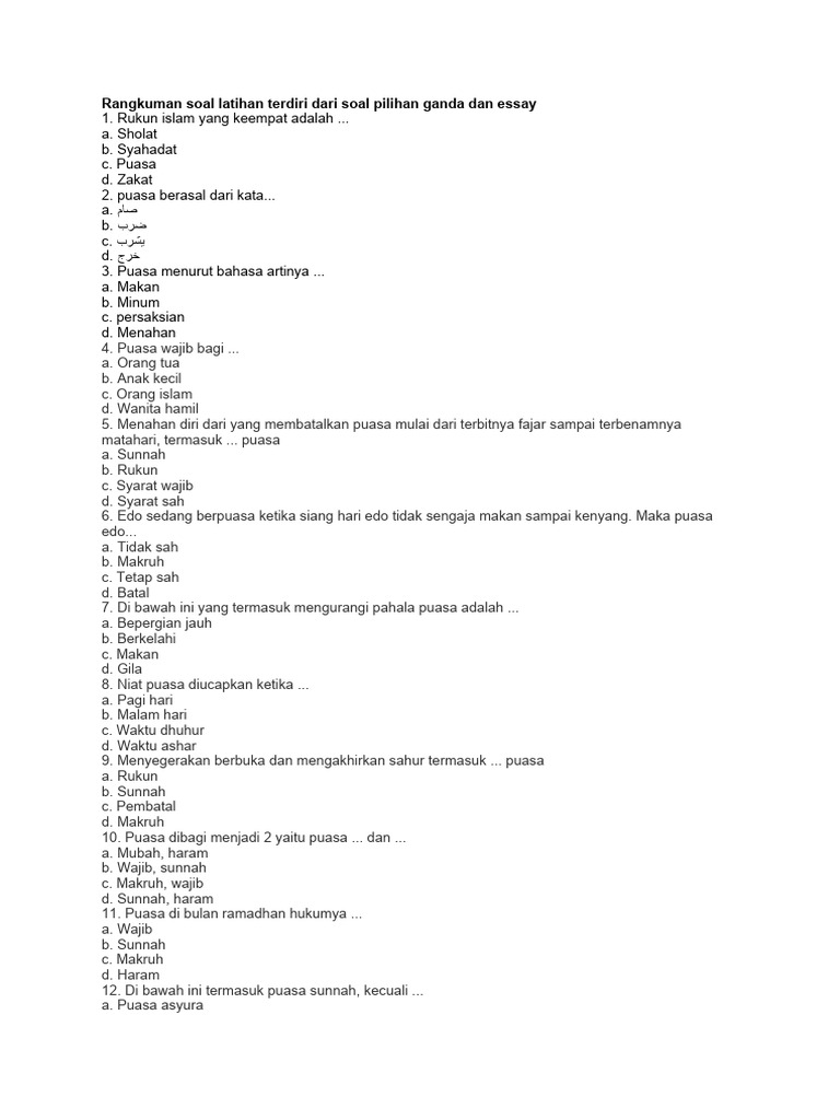 Soal Fiqih Kelas 3 | PDF