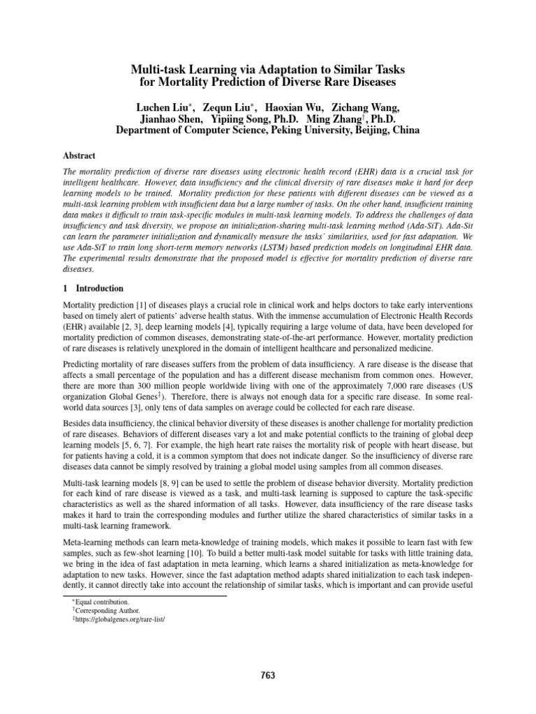 Multi-Task Learning Via Adaptation To Similar Tasks | PDF | Deep Learning | Electronic Health Record