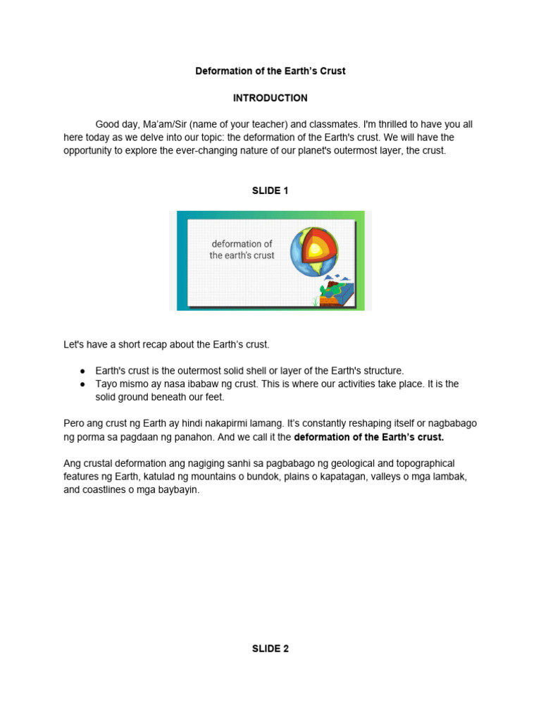 Understanding Earth's Crust Deformation | PDF | Geology | Plate Tectonics