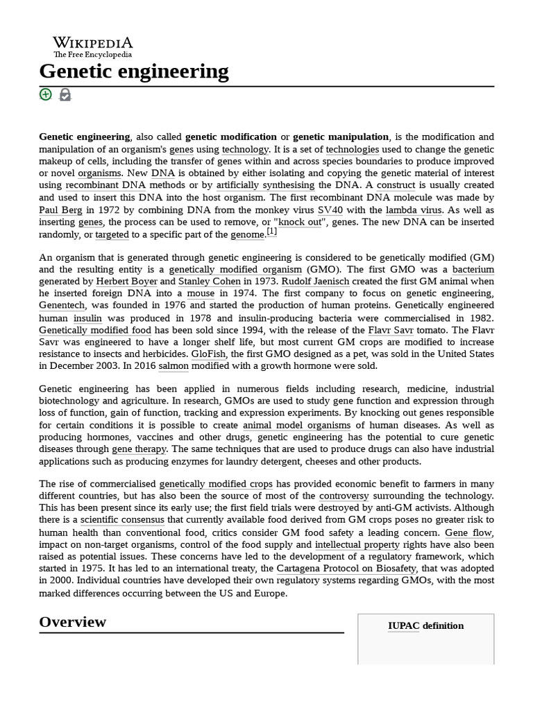 Genetic Engineering | PDF | Genetic Engineering | Genetically Modified ...