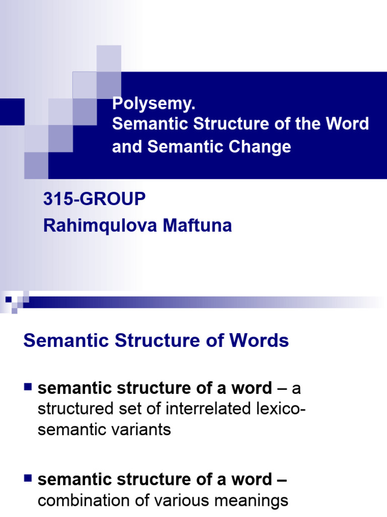 POLYSEMY Rahimqulova Maftuna | PDF | Word | Languages