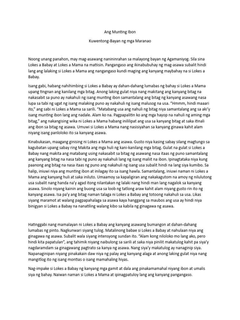 Ang Munting Ibon Kwento | PDF