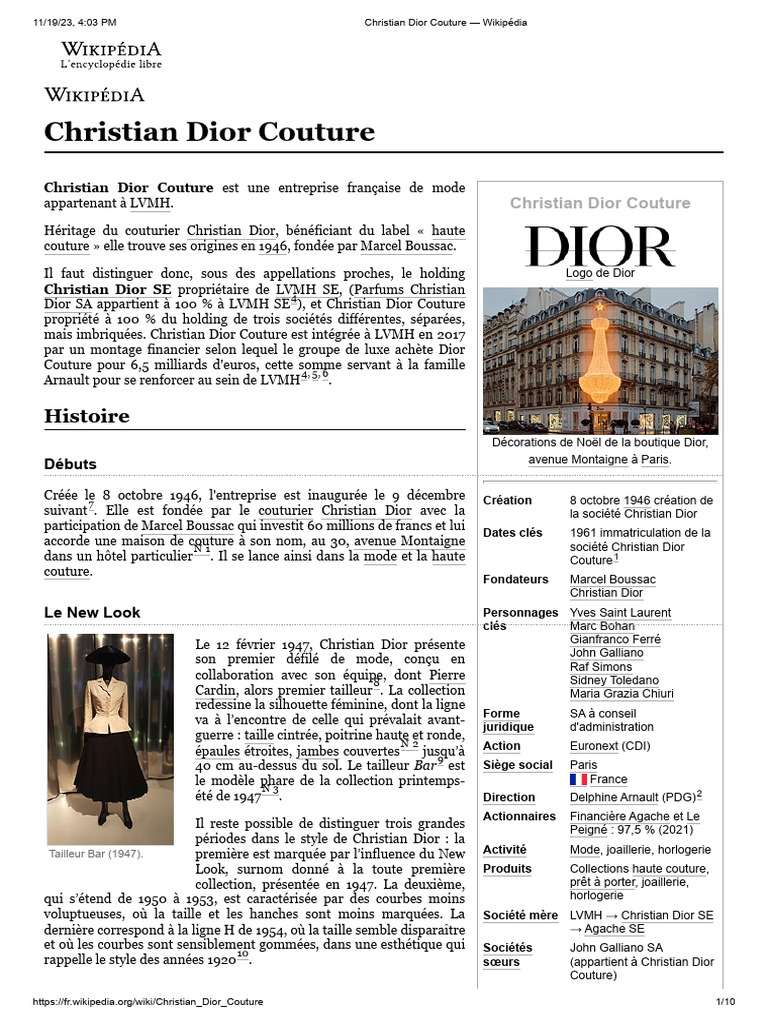 Histoire de Christian Dior Couture | PDF | Marque | Style