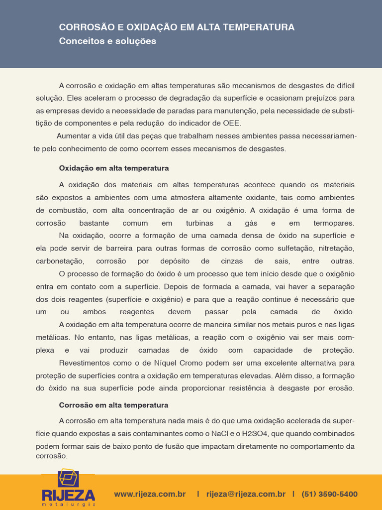 Corrosão e Oxidação em Altas Temperaturas | PDF | Corrosão | Oxigênio