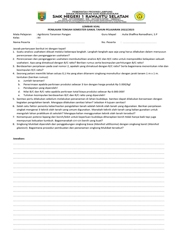 Soal Pts Atp Xii Ganjil 2022-2023 | PDF | Teknologi & Rekayasa