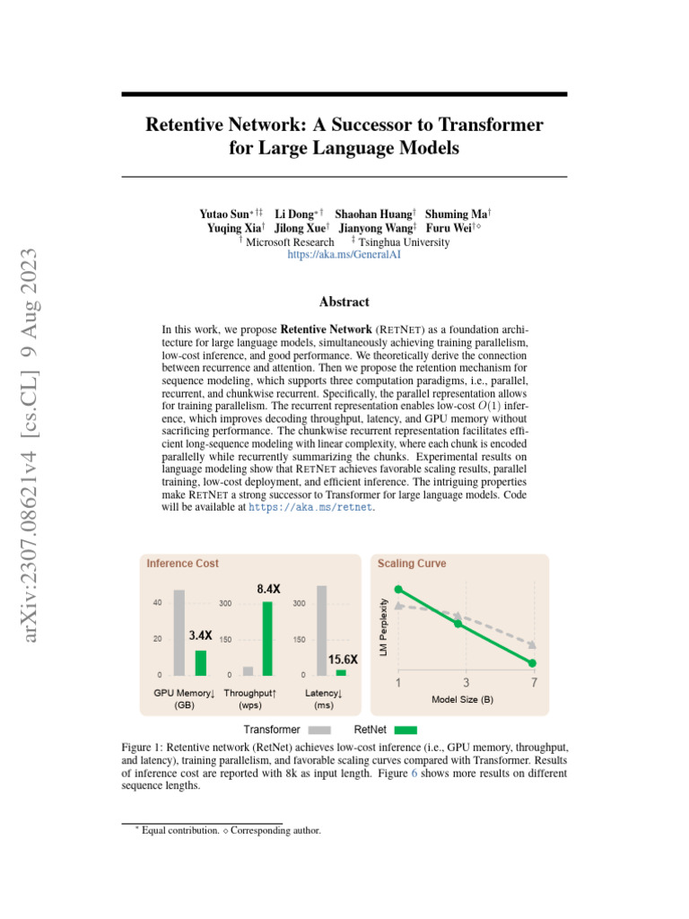 Retentive Network - A Successor To Transformer For Large Language ...