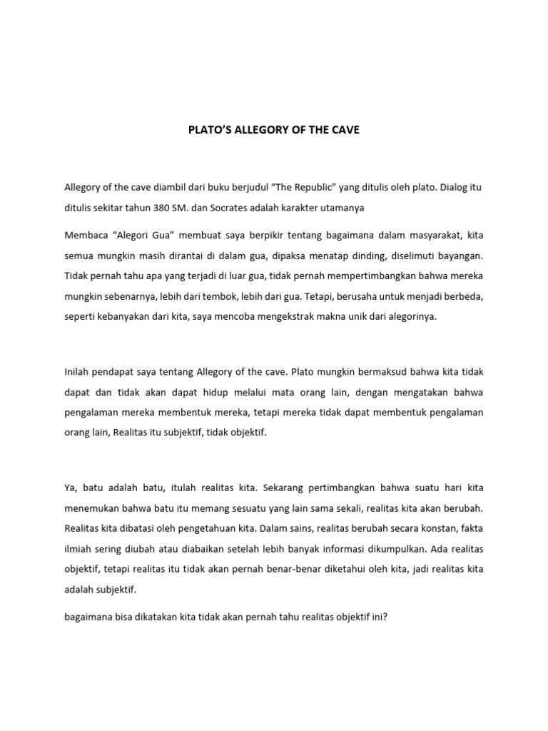 Platos Allegory of The Cave | PDF