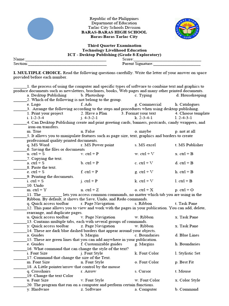 3rd Quarter Exam - ICT | PDF | Graphics | Computing