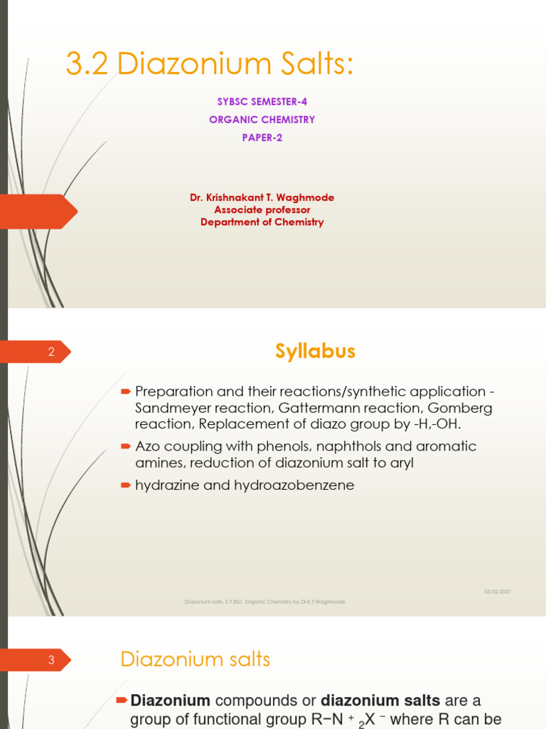 Diazonium Salts | PDF | Chemical Substances | Materials