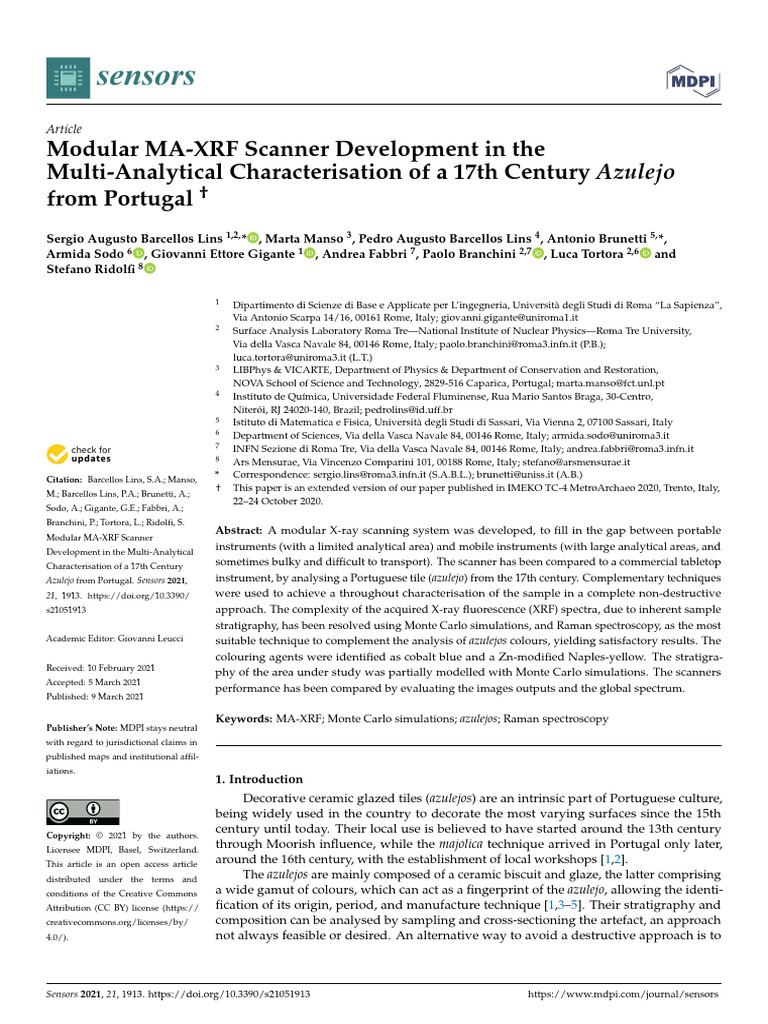 Modular MA-XRF Scanner Development in The Multi-Analytical Characterisation of A 17th Century ...