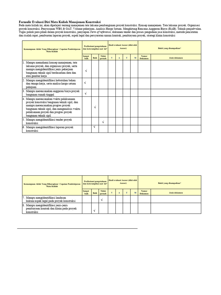 Formulir ED MK RPL - 7. Manajemen Konstruksi | PDF | Seni