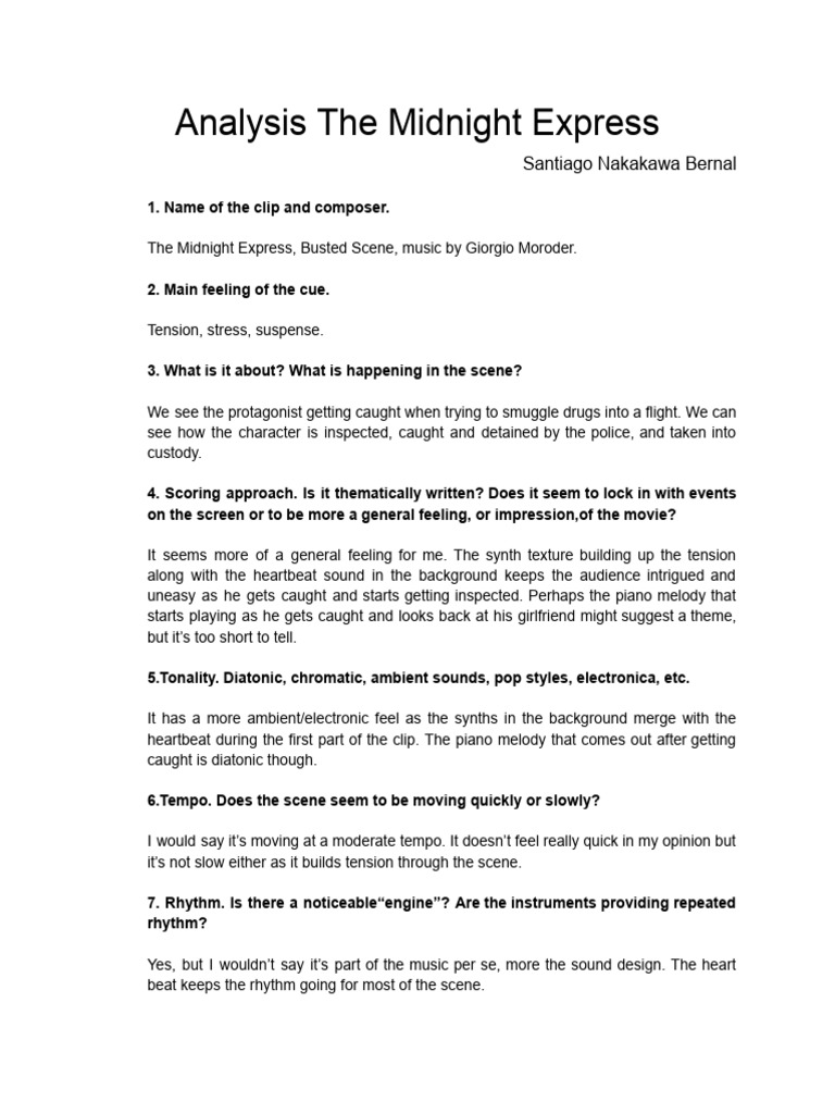 Analysis The Midnight Express | PDF | Synthesizer | Performing Arts