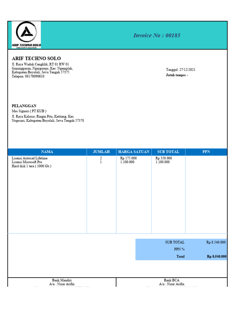 Invoice Excel Gratis Indonesia Pdf