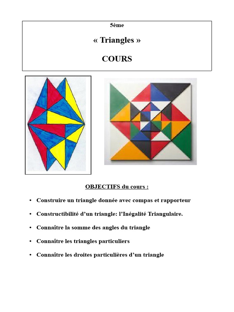 5ème COURS Triangles | PDF | Triangle | Formes géométriques