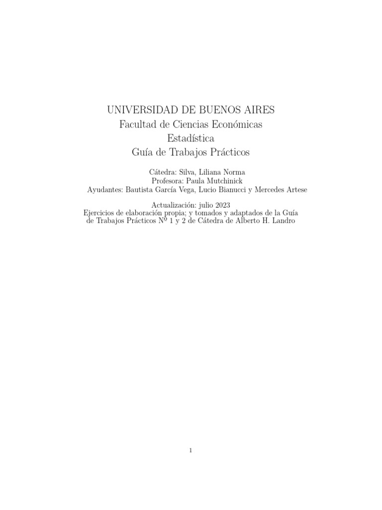 Guía TP Estadística Mutchinick 2C2023 | PDF | Diferencia | Muestreo ...