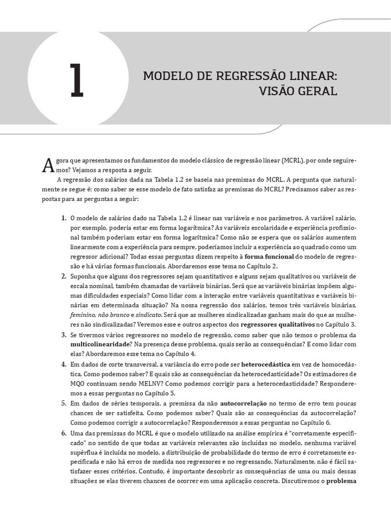 Capítulo 01 - MODELO DE REGRESSÃO LINEAR | PDF | Séries temporais ...