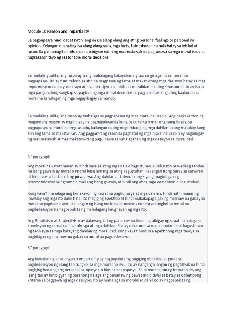 Module 10 Reason and Impartiality | PDF