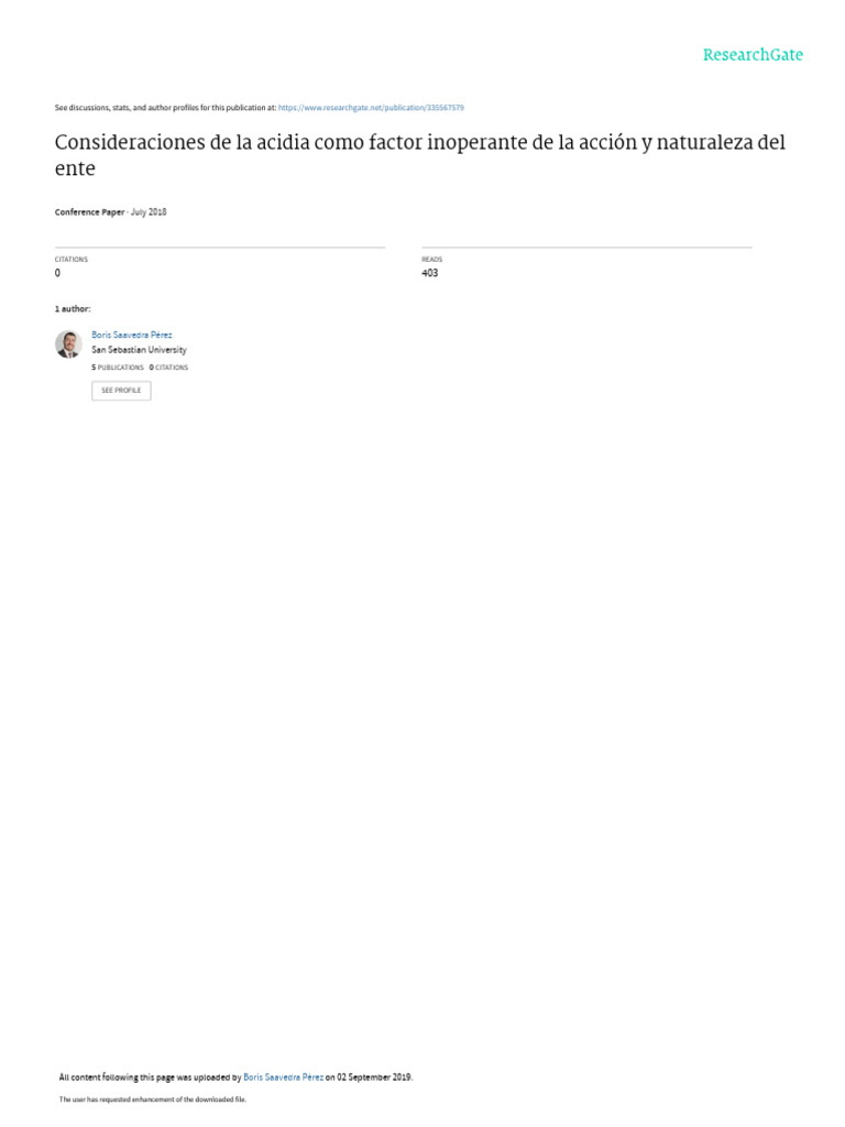 Consideraciones de La Acidia Como Factor Inoperante de La Acción y ...