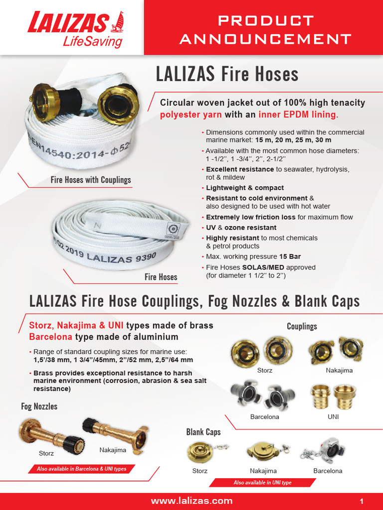 FireBrochure Fire Hoses and Couplings | PDF | Materials | Manufactured ...