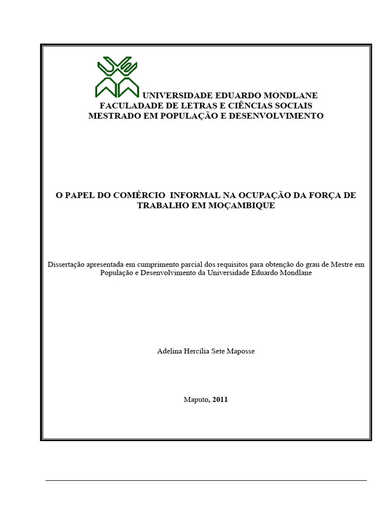 Comércio Informal em Moçambique | PDF | Economia | Impostos