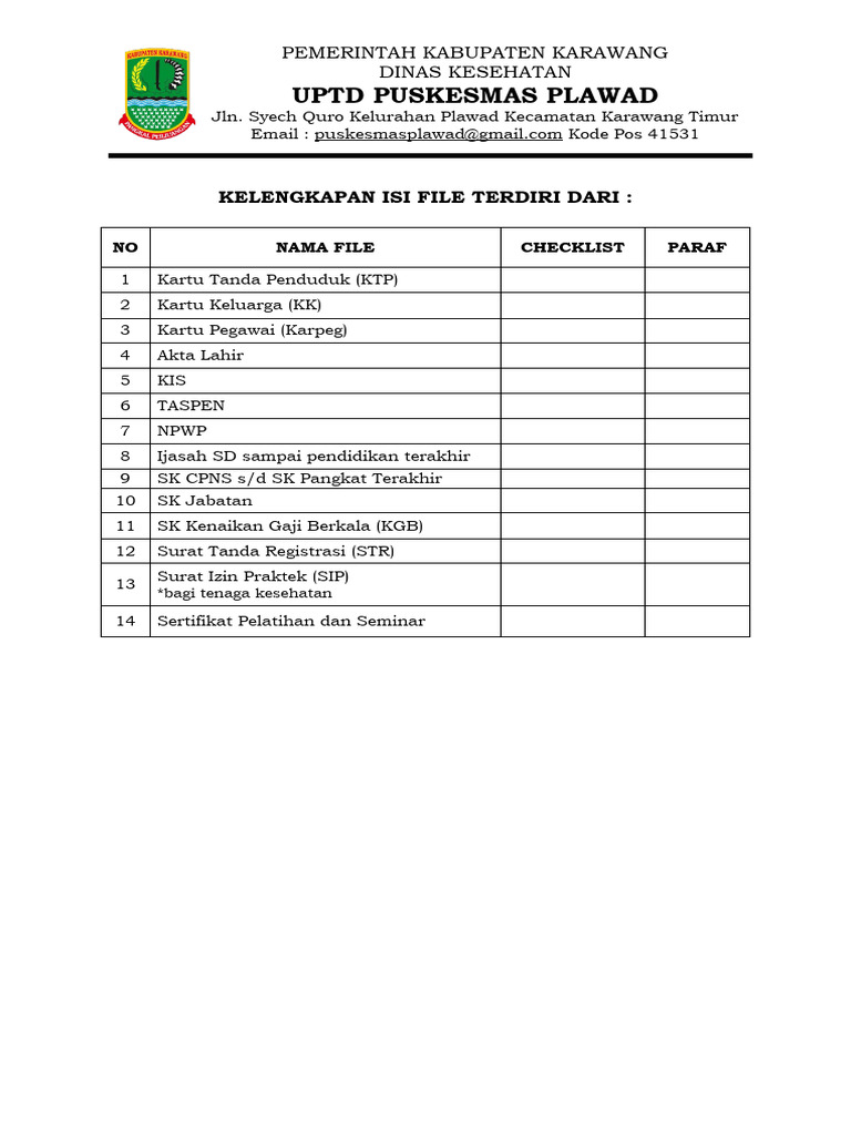 Form Checklist File | PDF
