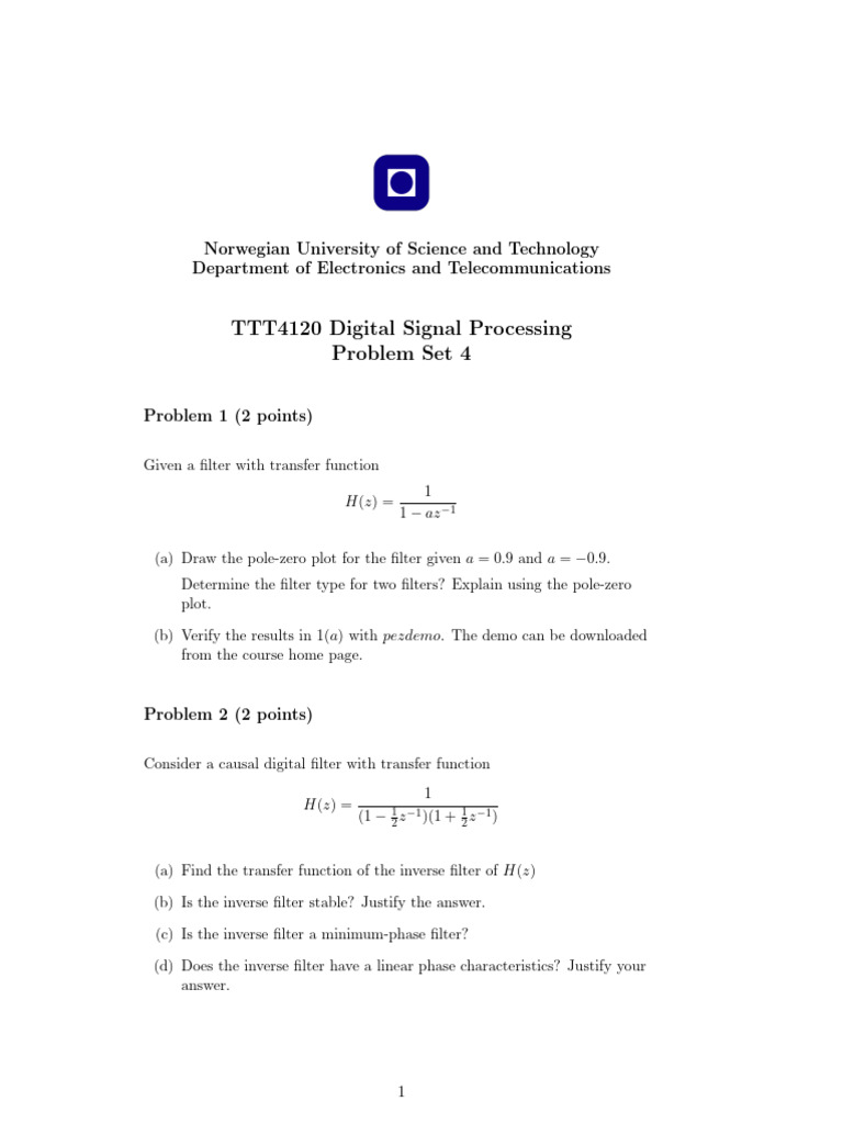 Assignment 4 | Download Free PDF | Filter (Signal Processing) | Spectral Density