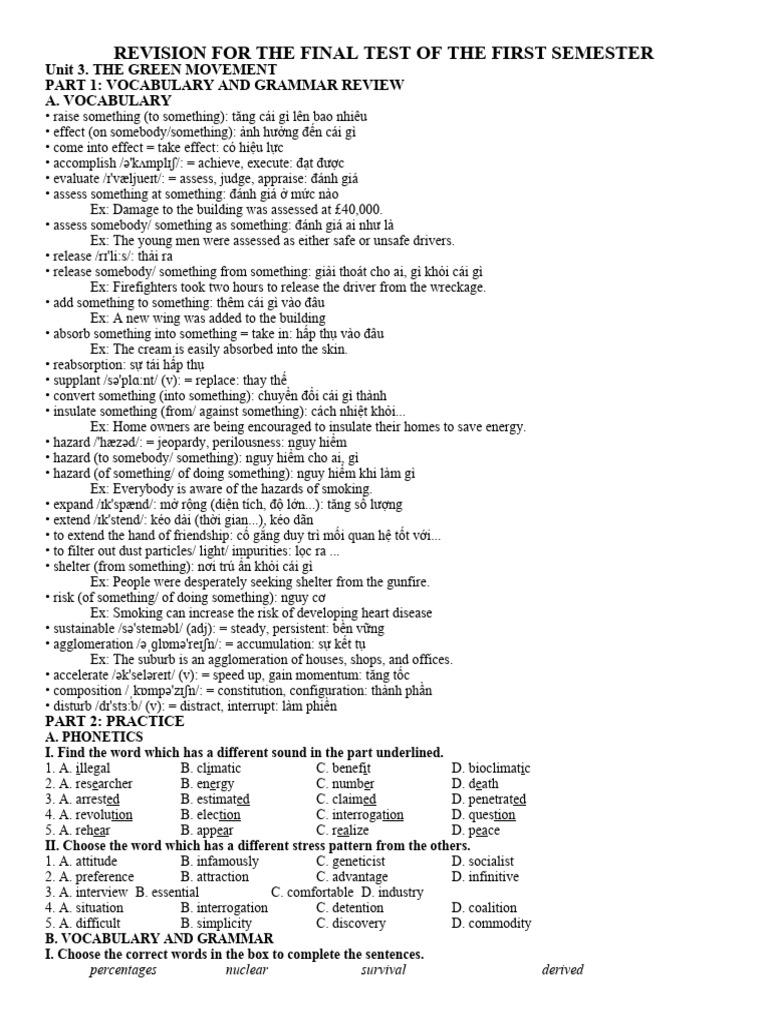 First Semester Final Test Review | PDF | Solar Energy | Energy Development