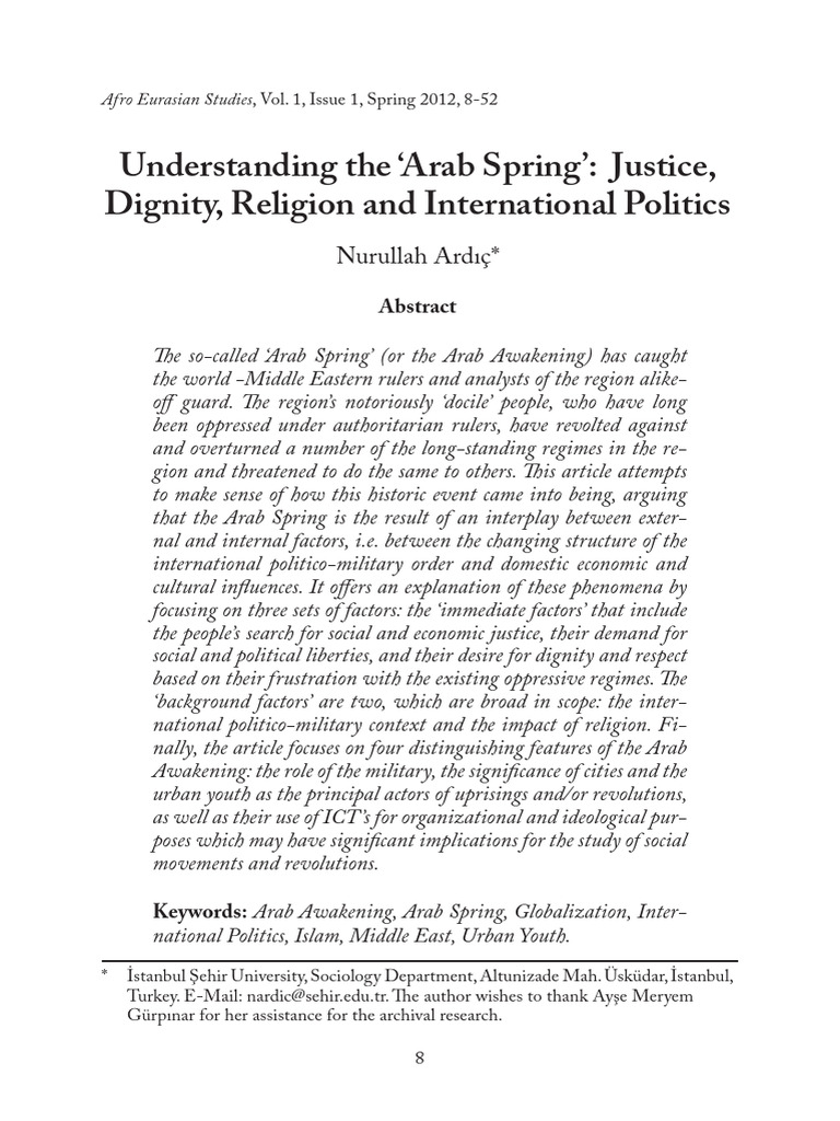Ardic-Understanding Arab Spring-Final-Basili - AES | PDF | Revolutions | Arab Spring