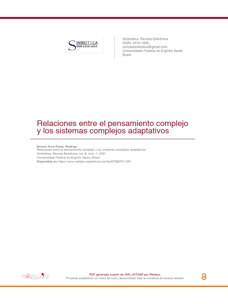 Relaciones Entre El Pensamiento Complejo y Los Sistemas Complejos Adaptativos | PDF ...