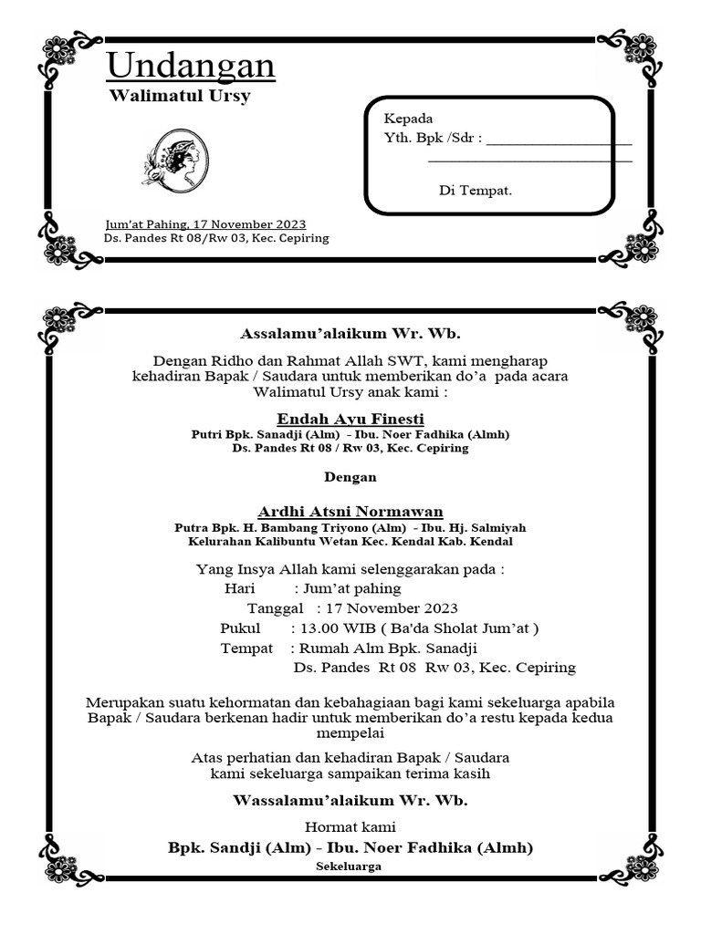 Undangan Walimatul Ursy Pdf