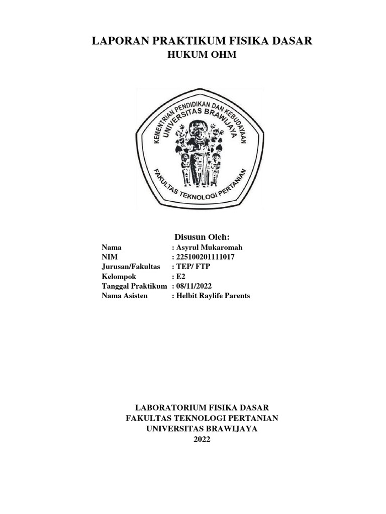 E2 - Asyrul Mukaromah - Laporan Praktikum Hukum Ohm | PDF | Komputer ...