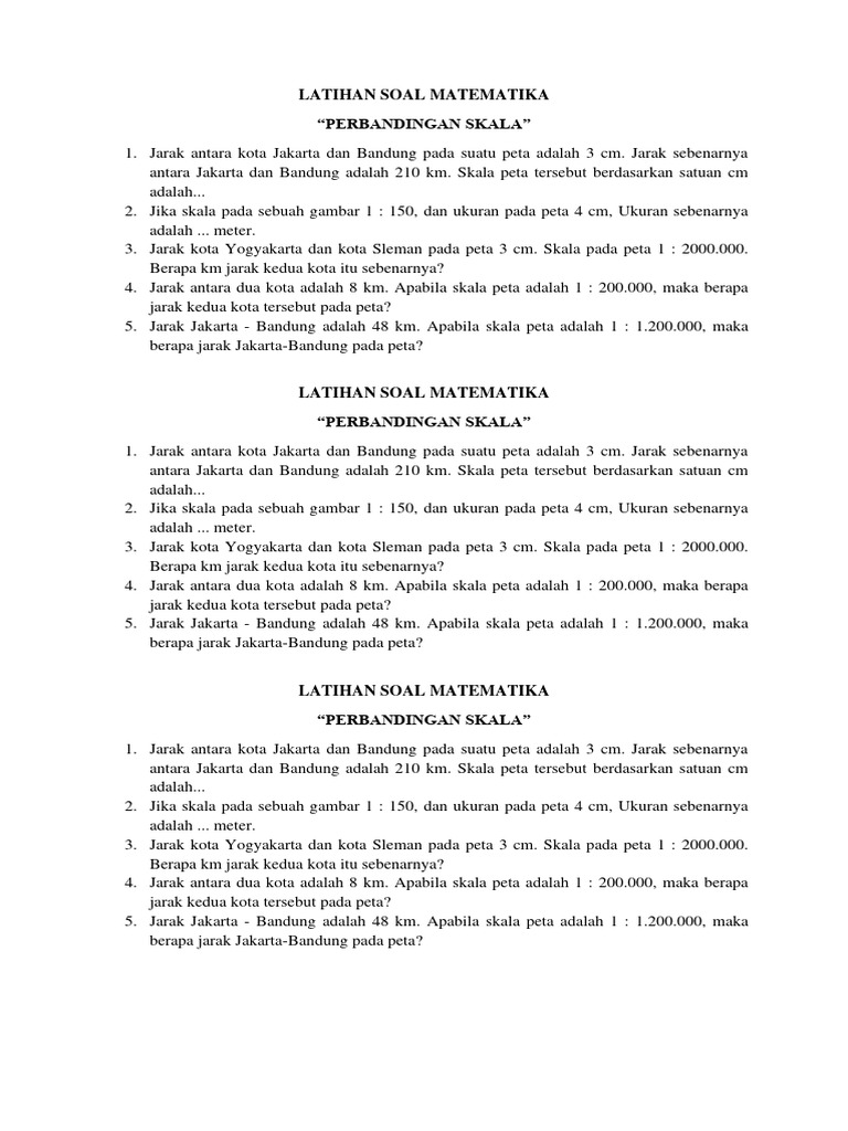 Latihan Soal Matematika Skala | PDF | Metode & Bahan Ajar