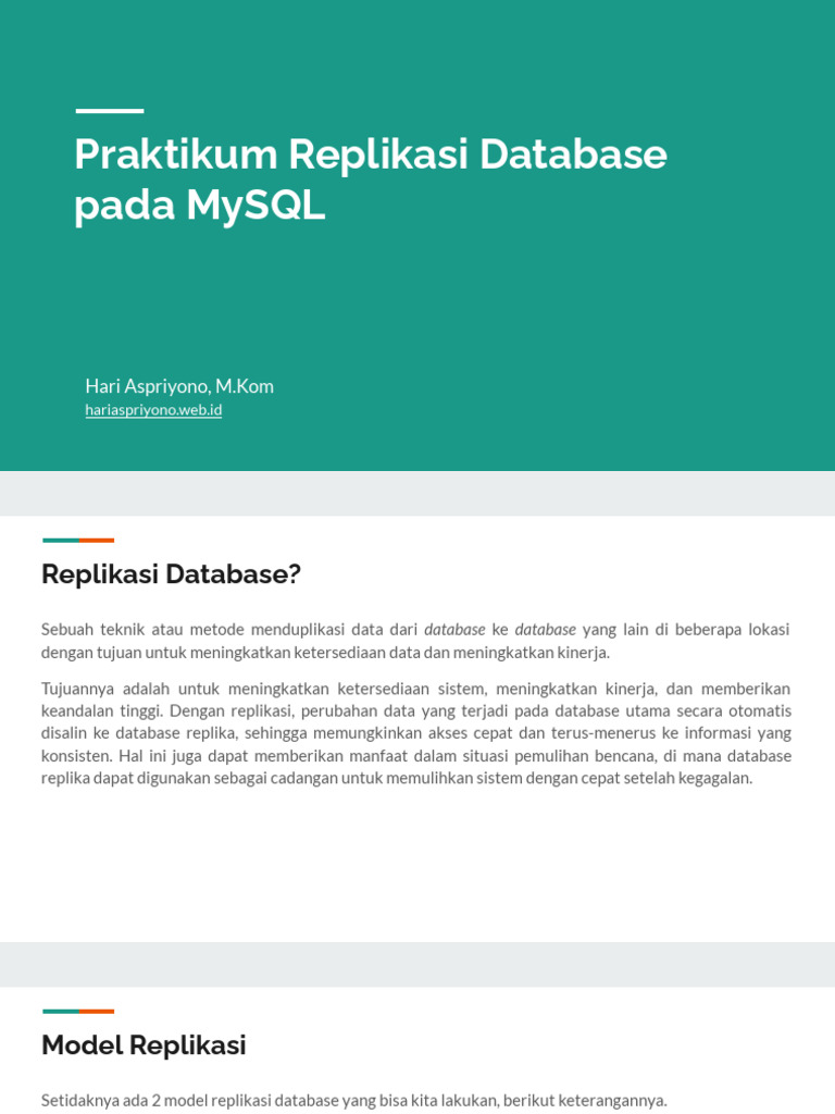 Praktikum 1 Basis Data Terdistribusi (Replikasi Database MySQL) | PDF Praktikum 1 Basis Data Terdistribusi (Replikasi Database MySQL) | PDF