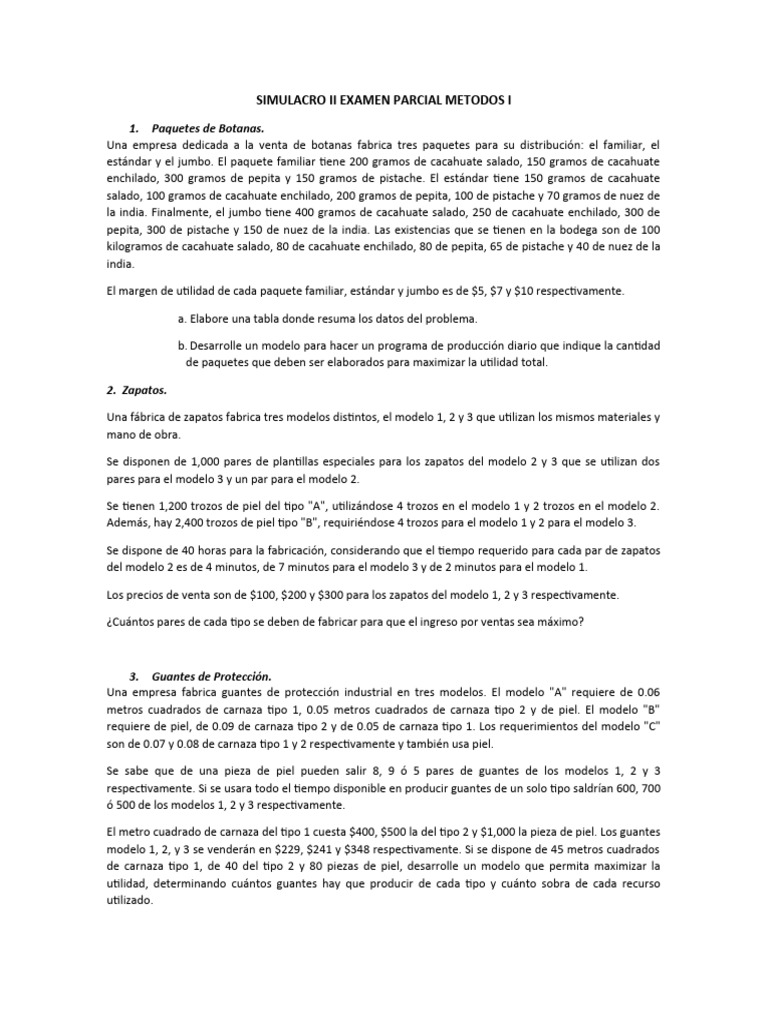 Simulacro II Examen Parcial | PDF | Inventario